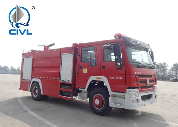 4 x 2 6m3 Sinotruk Howo Fire Fighting Truck Water Tank With Foam Tan ...