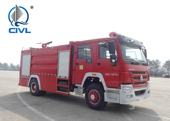 4 x 2 6m3 Sinotruk Howo Fire Fighting Truck Water Tank With Foam Tan ...