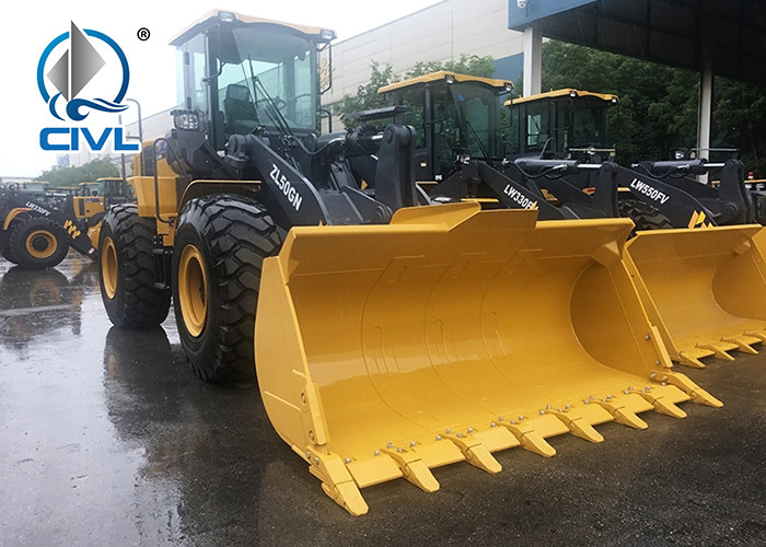 ZL50GN Yellow Color Wheel Loader 3.0m3 Bucket 3300mm Wheelbase 5 Tons ...